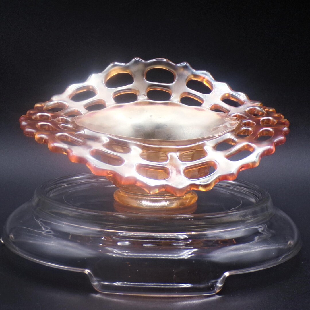 Carnival Glass Hat (basket) Fenton Art Glass Company, Open Edge 2-row ...