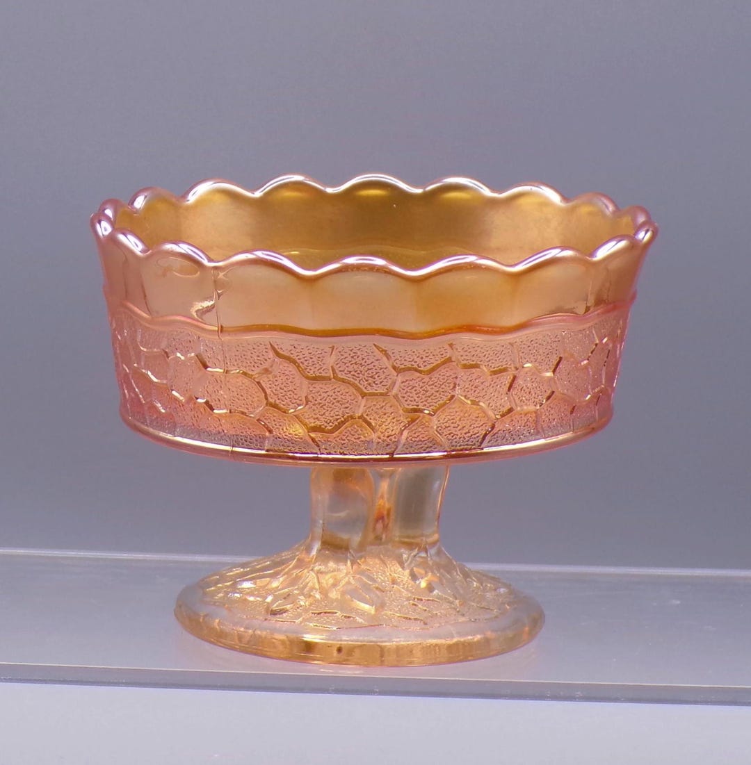Carnival Glass Footed Sauce Dish, Dugan Glass Company, Maple Leaf ...