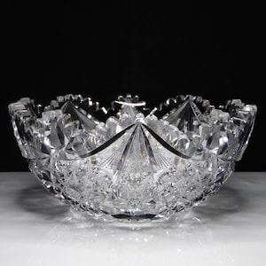 American Brilliant Period Cut Glass Bowl, Libbey Glass Company, Colonna ...