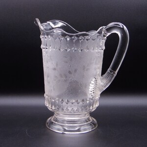 Early American Pressed Glass Water Pitcher, Findlay Glass Company; Dot ...