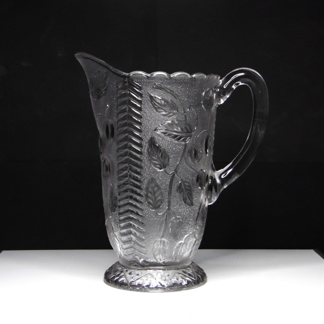 Early American Pressed Glass Water Pitcher, Ohio Flint Glass Company ...