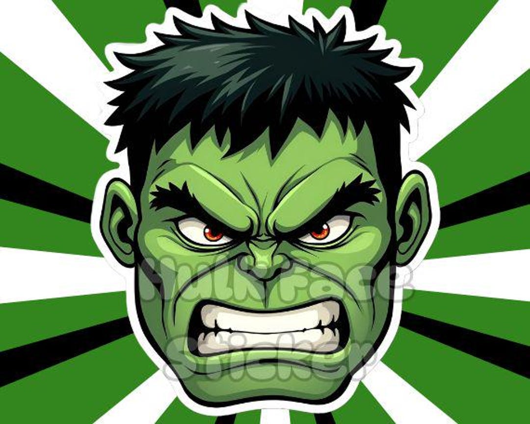 Hulk Face Clipart Sticker: T-shirt, Mug, Laptop (digital Download PNG ...