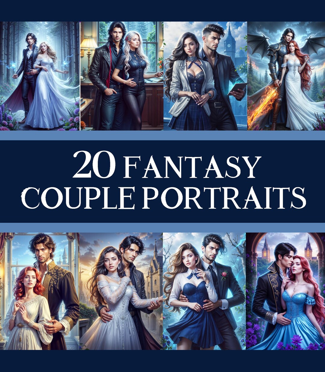 20 Fantasy Couple Portraits, Fantasy Digital Art, DND Character Art ...