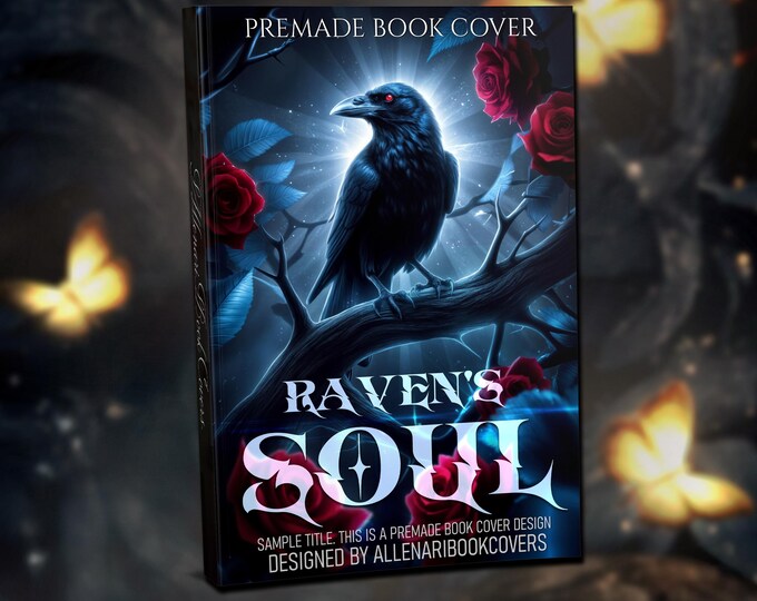 Gothic Raven Book Cover With Red Roses - Premade Dark Fantasy Design ...