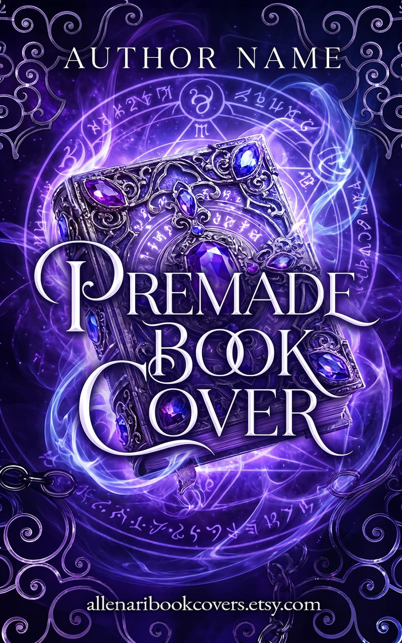 Premade Fantasy Cover, Mystical Grimoire Book Art for Authors, Epic ...