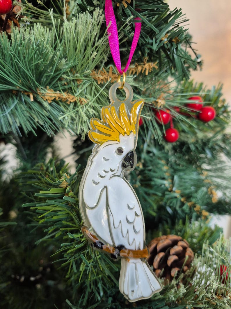 Sulphur-crested Cockatoo Christmas Ornament, Australian Bird, Hand ...