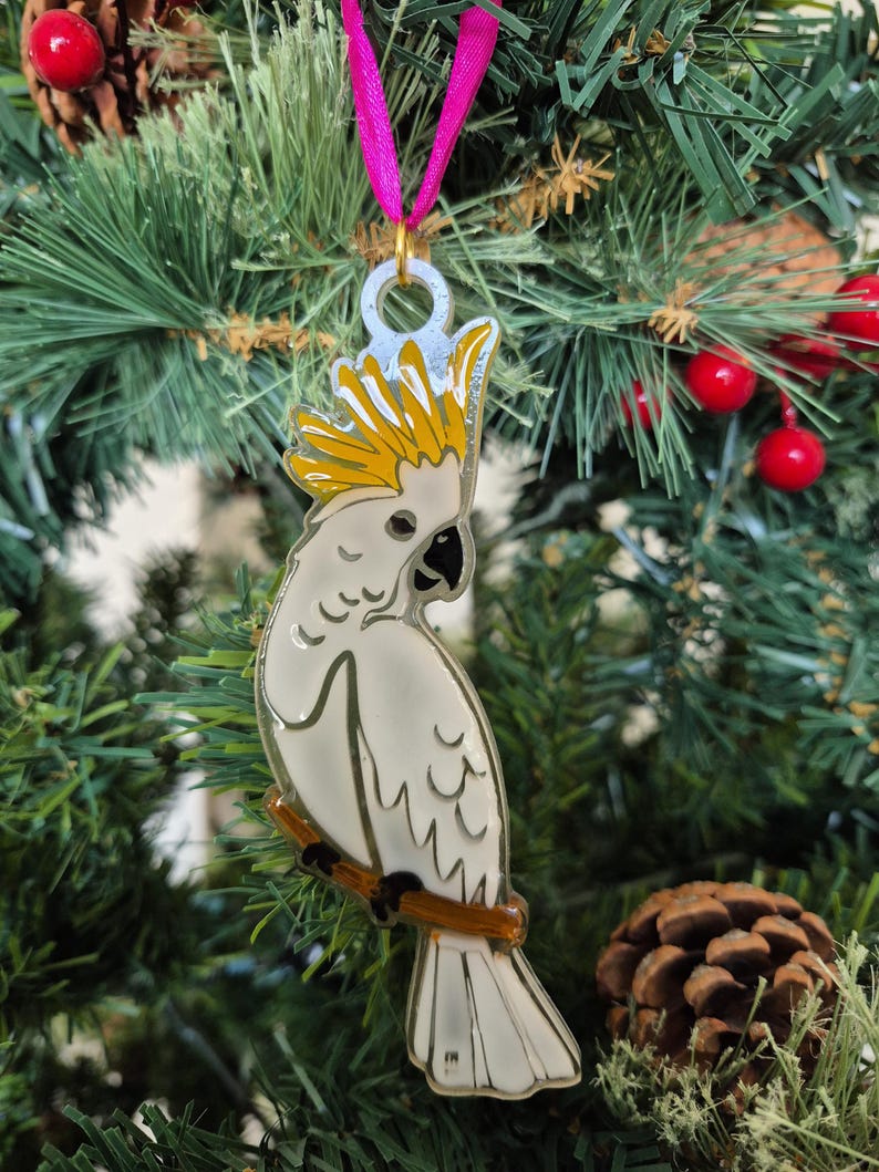 Sulphur-crested Cockatoo Christmas Ornament, Australian Bird, Hand ...