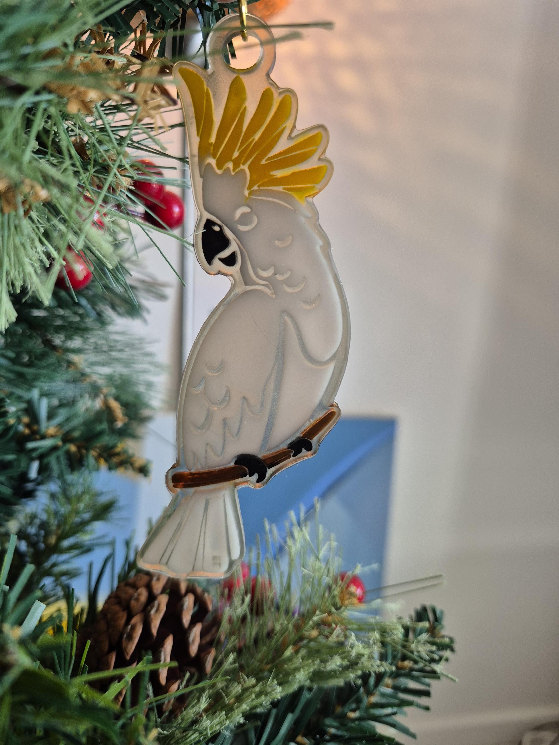 Sulphur-crested Cockatoo Christmas Ornament, Australian Bird, Hand ...