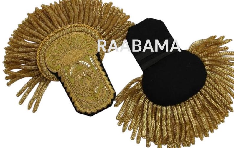 Gold Bullion Fringe Epaulette French Shoulder Board Military Uniform ...