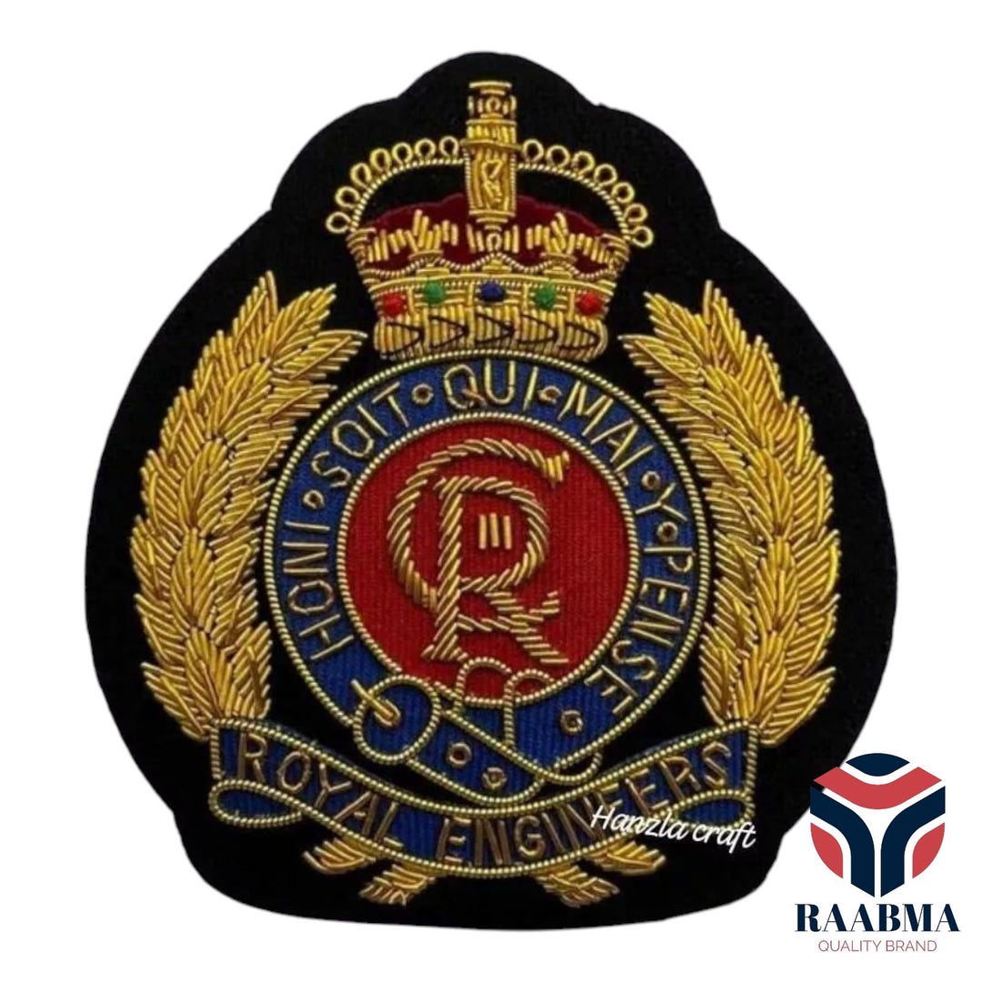 Royal Engineers Blazer Badge With Kings Crown, Hand Embroidered Bullion ...