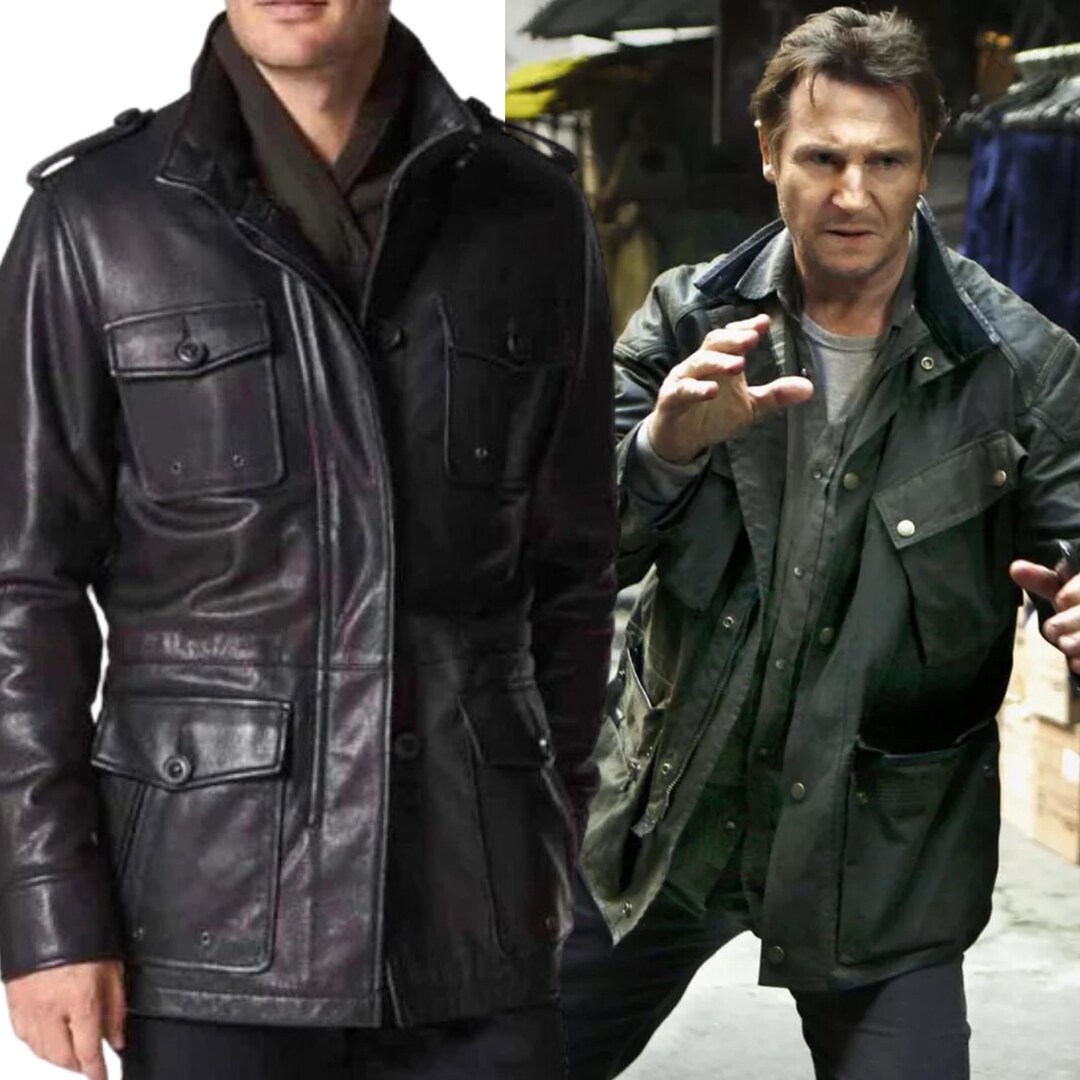 Taken 3 Bryan Mills Liam Neeson Leather Jacket for Men | Action Movie ...