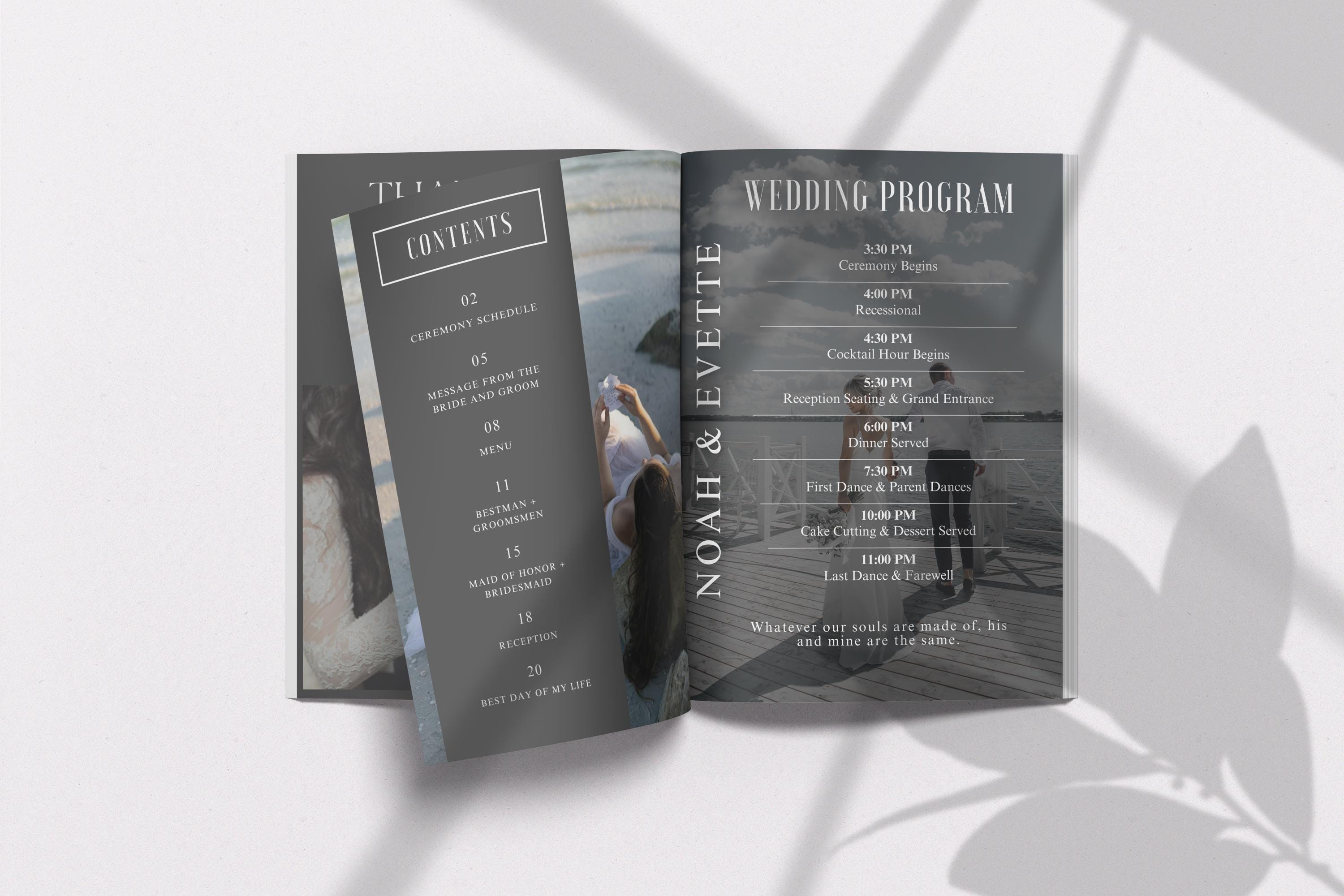 Wedding Program Template | Editable Canva Magazine-style Wedding ...