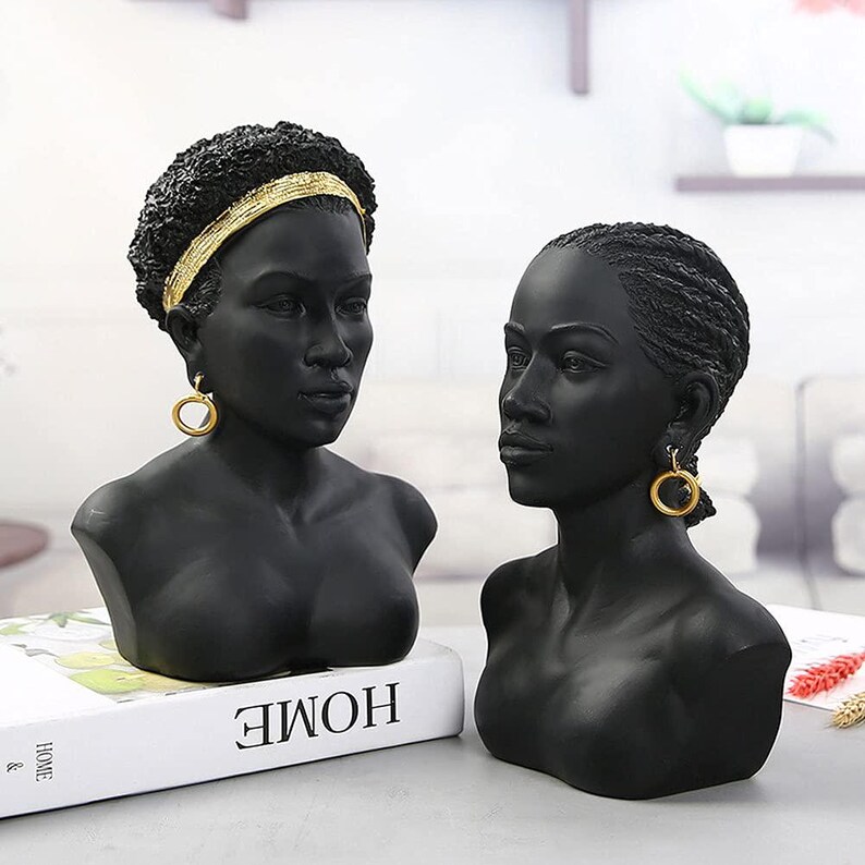 QIANLING African Art Black Bust Sculptures, Modern Decor African ...