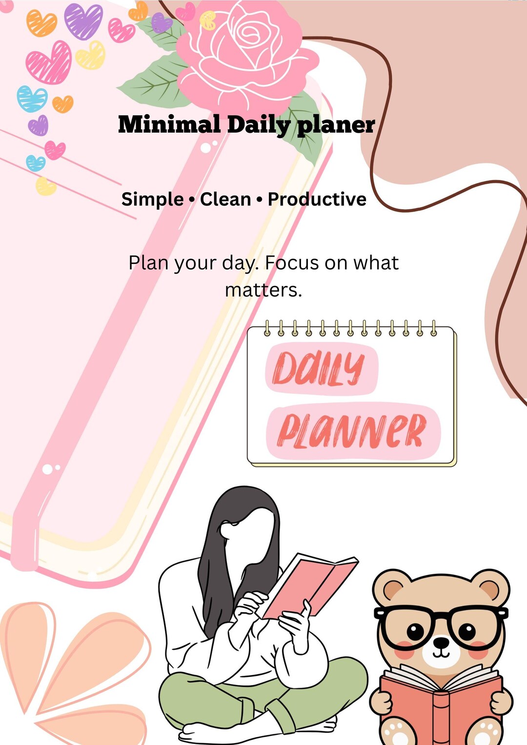 Minimal Daily Planner Printable | Simple Productivity Planner | Clean ...