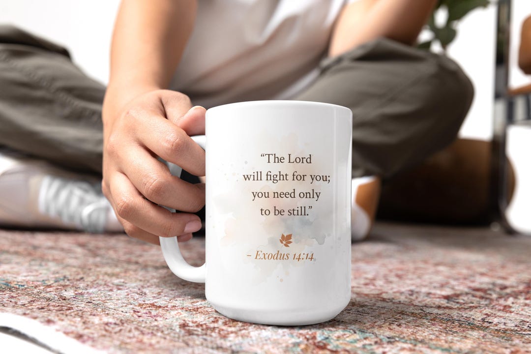 Bible Verse Mug, Exodus 14:14 Coffee Cup, Christian Gift, Faithful Sips ...