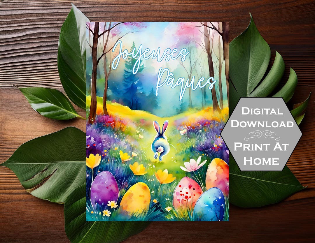 Printable Card - Joyeuses Pâques - French Happy Easter Card - Digital ...