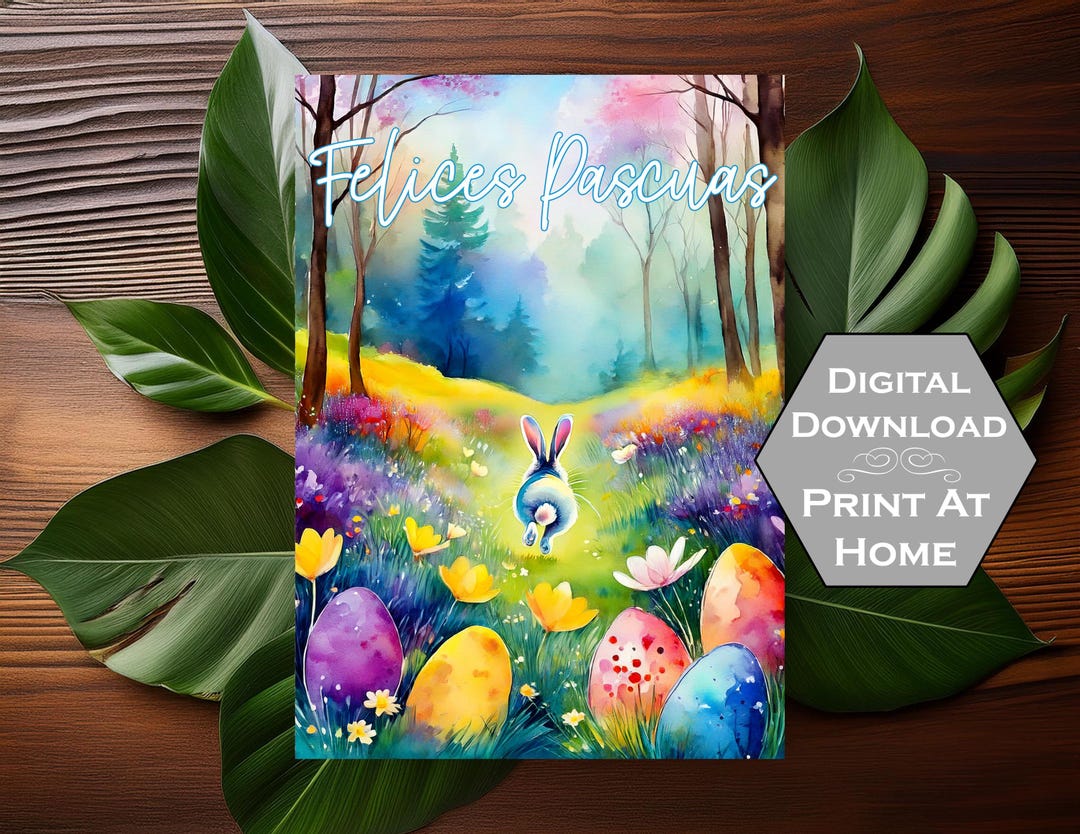 Printable Card - Felices Pascuas - Spanish Happy Easter Card - Digital ...