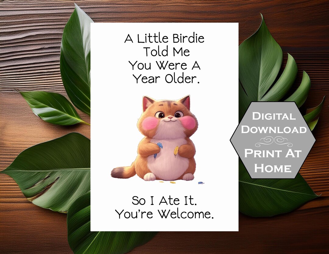 Printable Card - A Little Birdie Told Me - Birthday Card - Digital ...