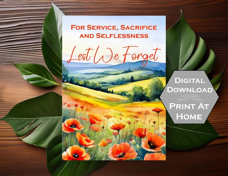 Printable Card - Lest We Forget - Veterans Day - Remembrance Day - for ...