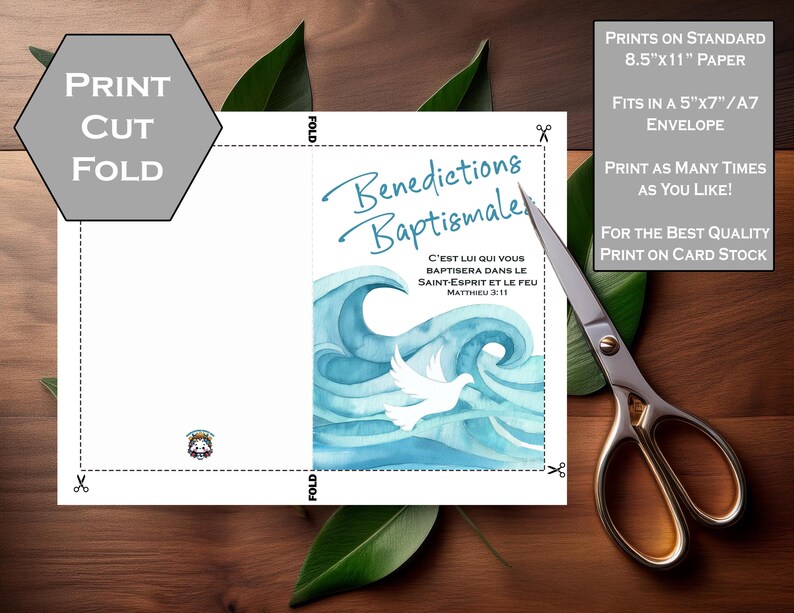 Printable Card - Bénédictions Baptismales - Baptism Blessings in French ...