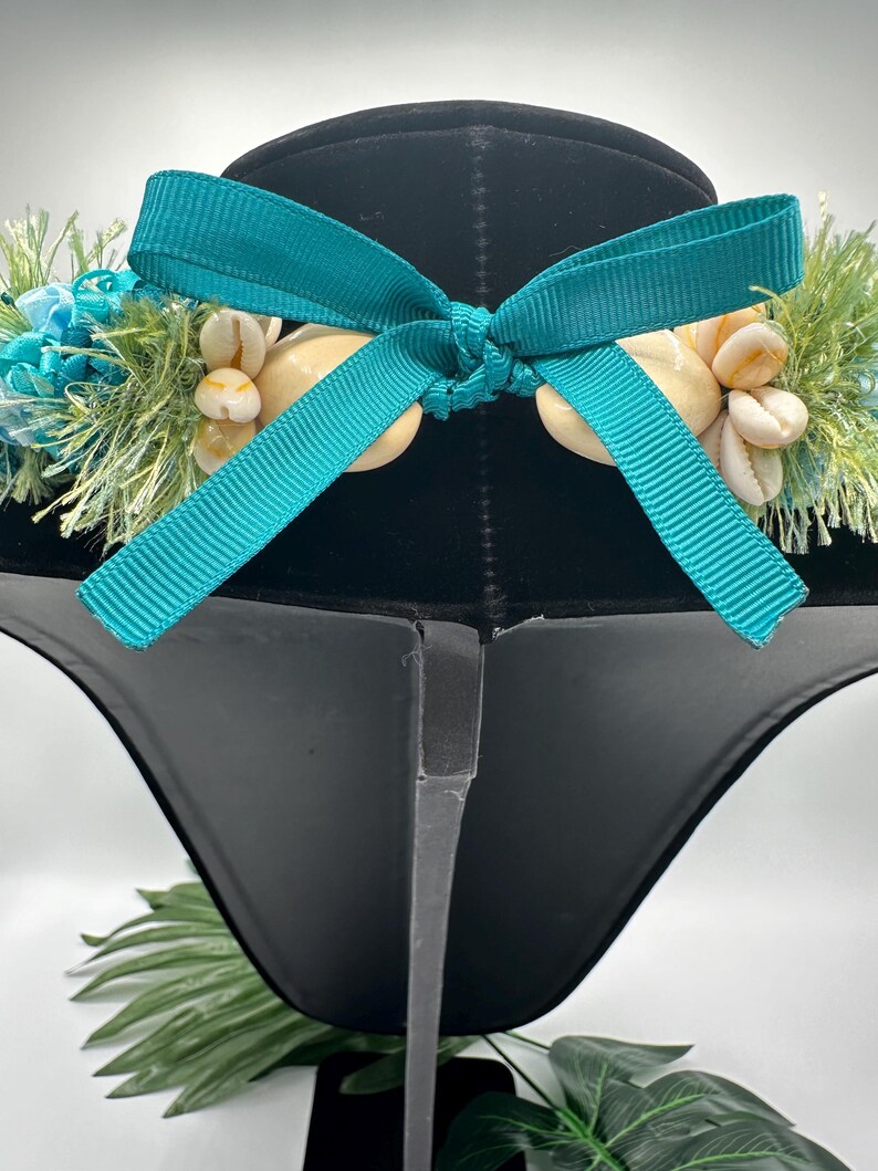 Hawaiian Ocean Wave Triple Rosette Ribbon Lei Blue Floral - Etsy