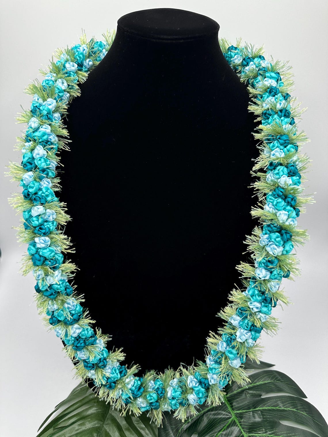 Hawaiian Ocean Wave Triple Rosette Ribbon Lei Blue Floral - Etsy