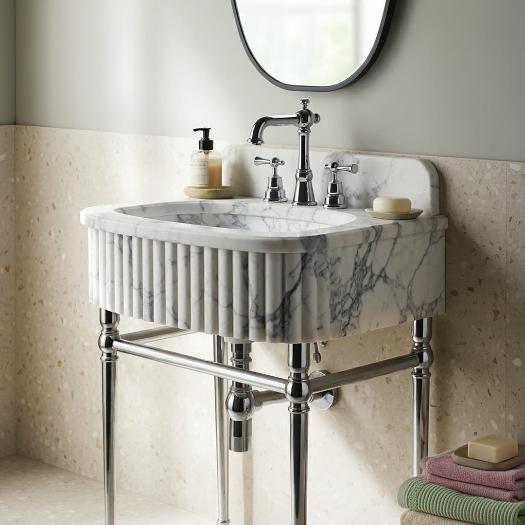 Rustic Carrara Marble Sink With Customizable Dual Marble Options ...