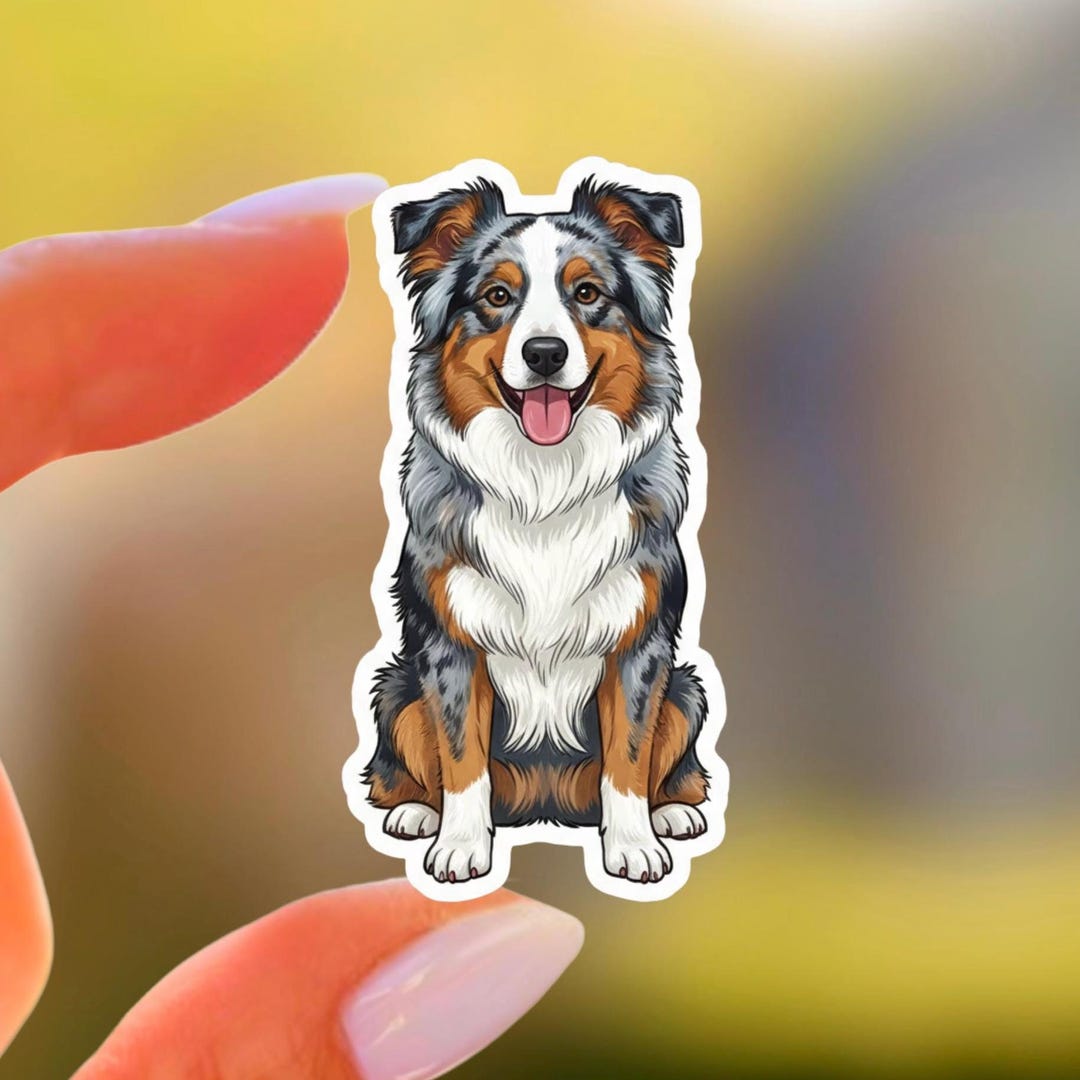 Australian Shepherd Sticker – Kawaii Puppy Vinyl Decal, Matte ...