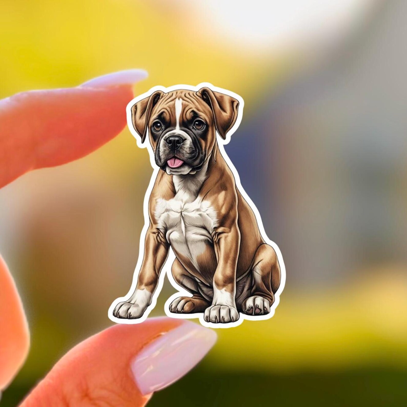 Boxer Sticker – Kawaii Vinyl Decal, Waterproof for Laptop & Water ...