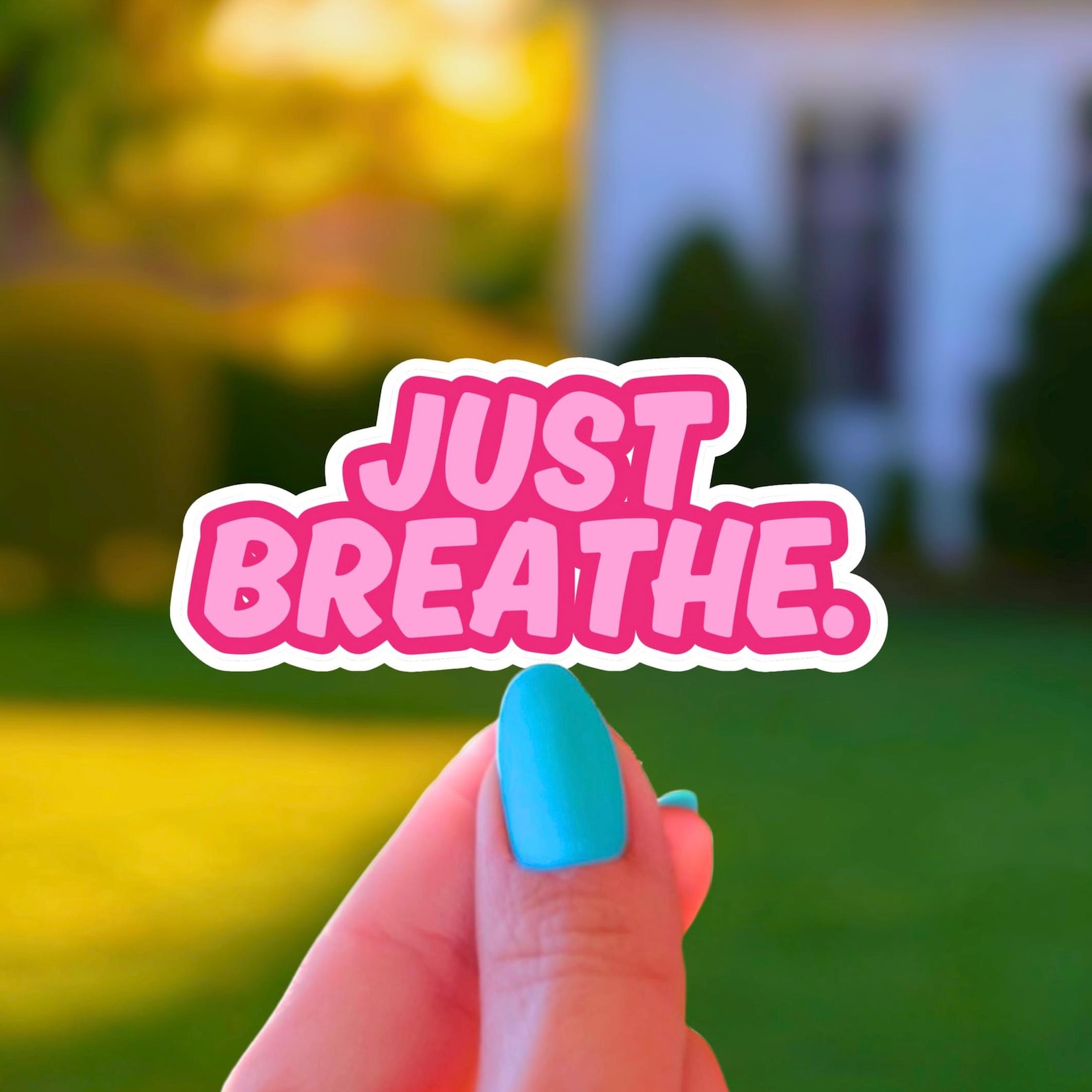 Just Breathe Sticker: Pink Bubble Letter, Waterproof Vinyl Decal - Etsy ...