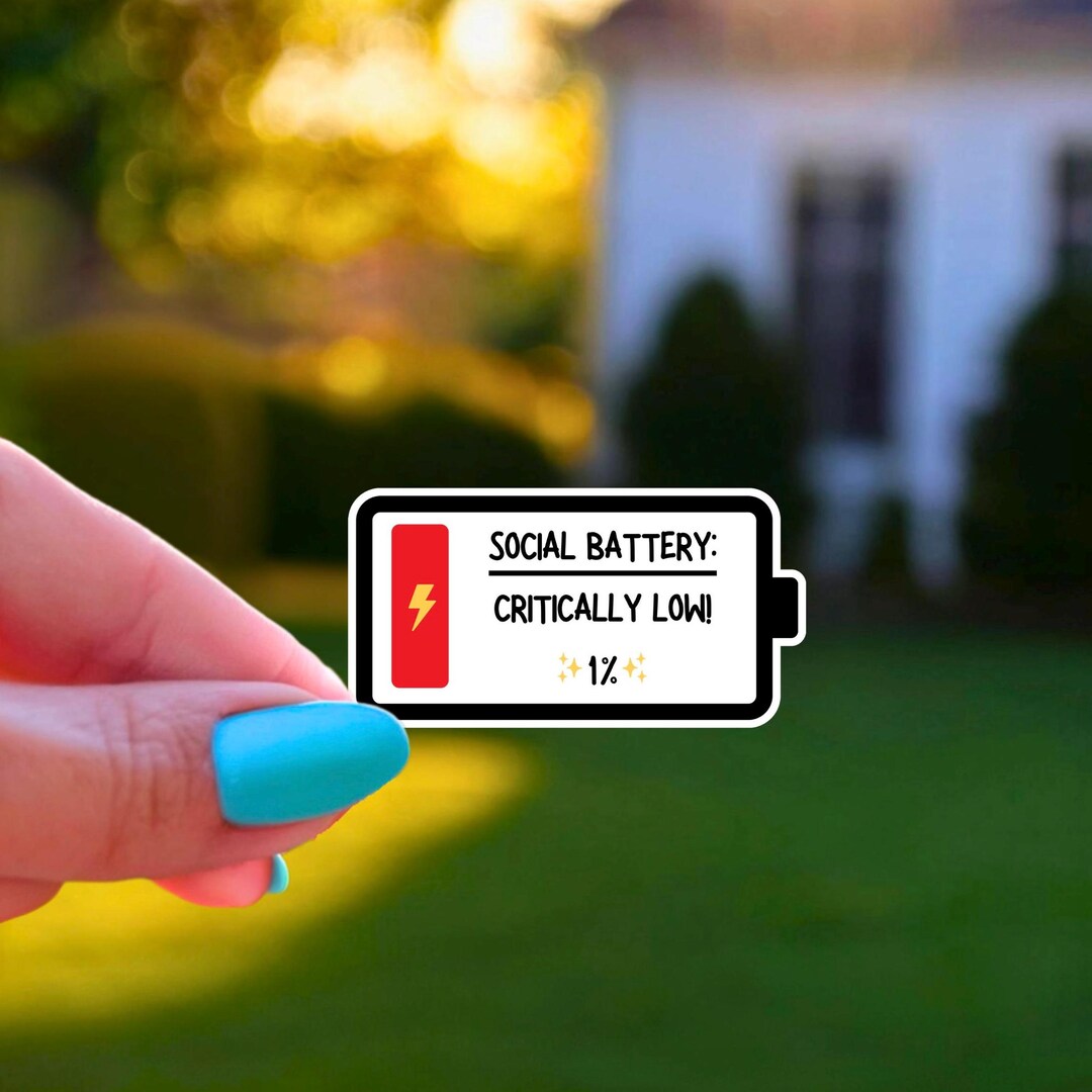 Low Power Mode Sticker Low Social Battery Introvert Funny Motivational ...