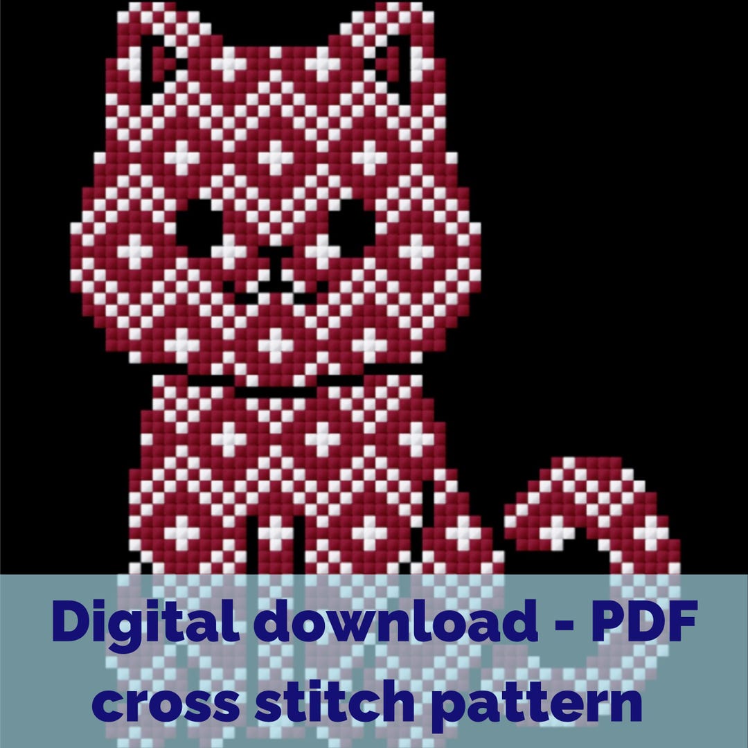 Fair Isle Cat Cross Stitch Pattern - Festive Cat for Hoops & Frames ...
