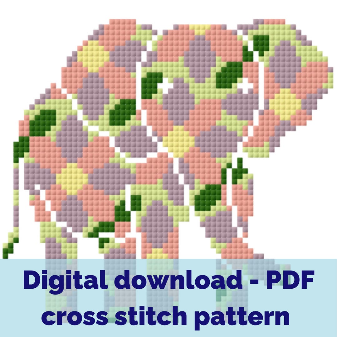 Floral Elephant Cross Stitch Pattern - Pastel Floral Elephant for Hoops ...