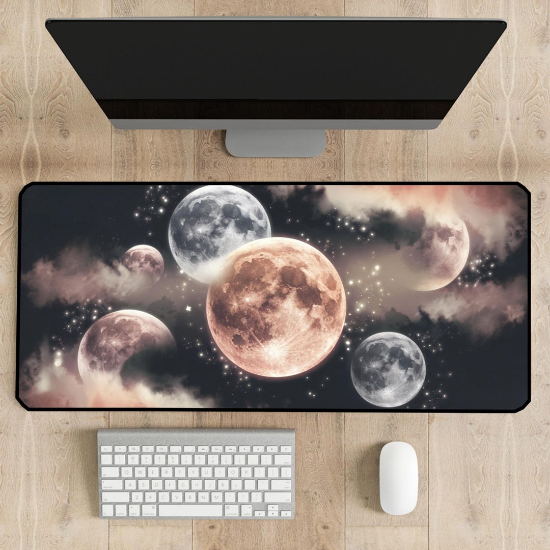 Moon Desk Mat, Celestial Desk Mat, Large Desk Mat, Gaming Mouse Pad ...