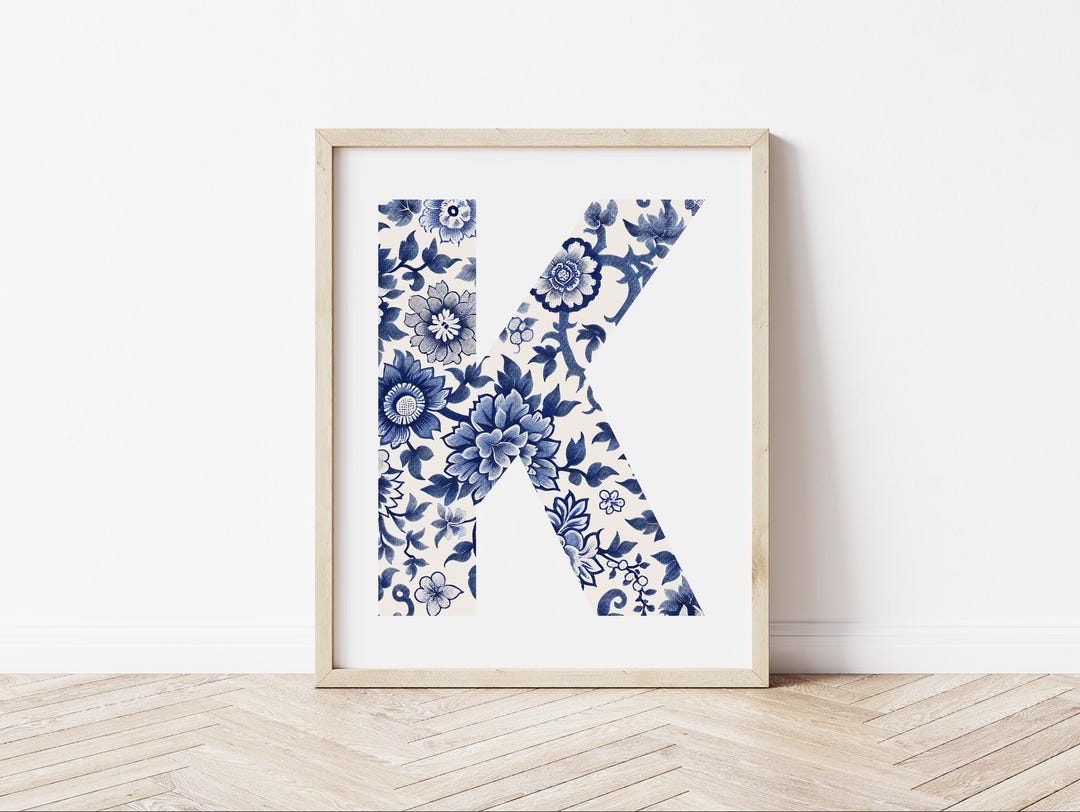 Digital Download Letter Art, Chinoiserie Blue and White Alphabet ...