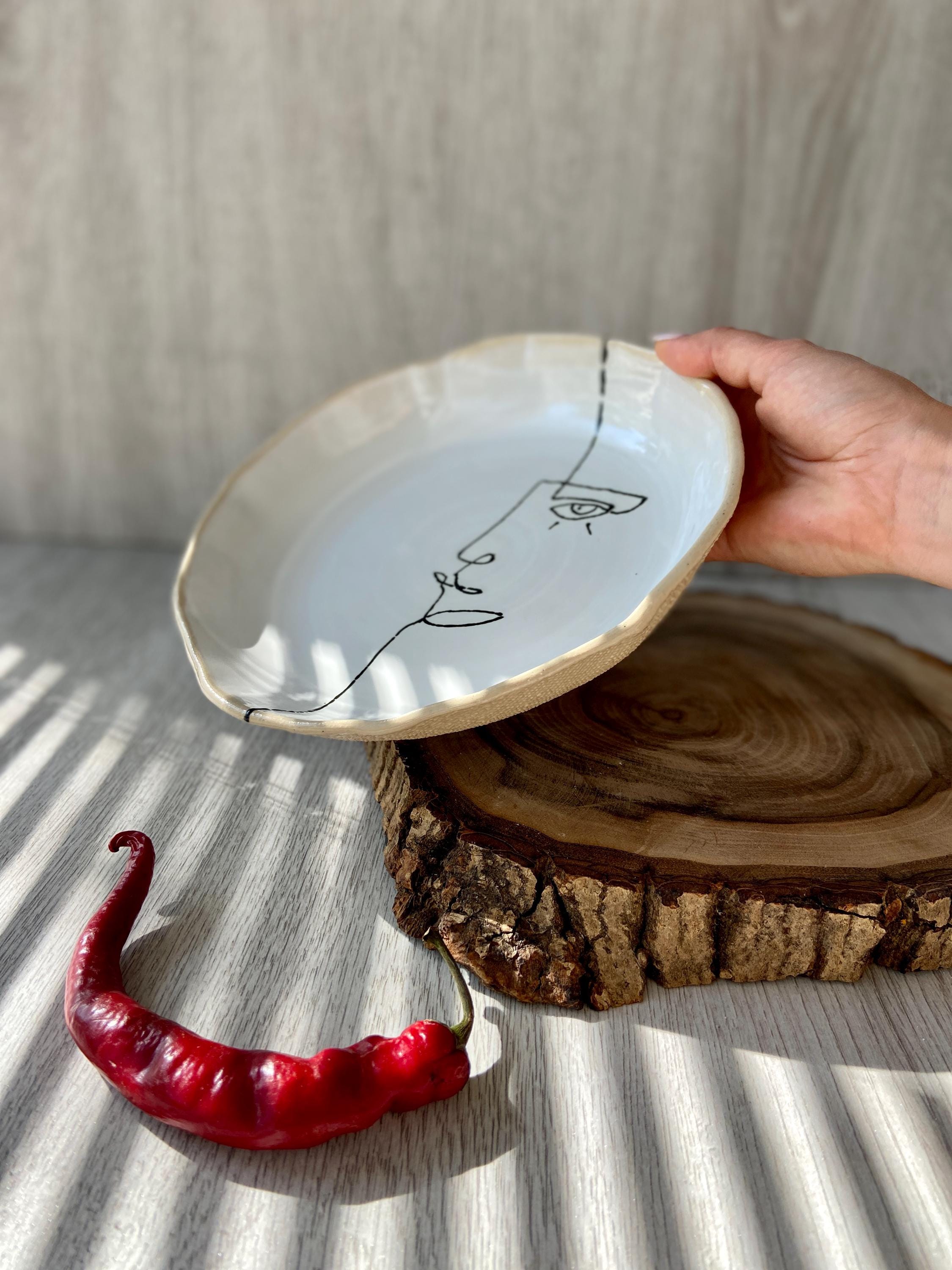 Modern Picasso Face Stoneware Dinnerware Set, Ceramic Art Plates Bowls ...