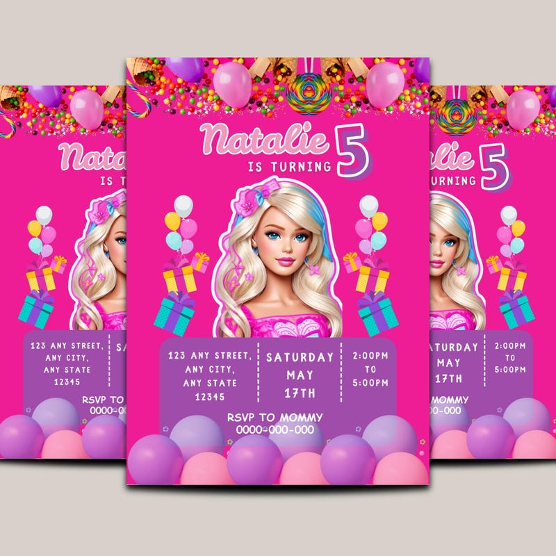 Barbie Invitation - Etsy