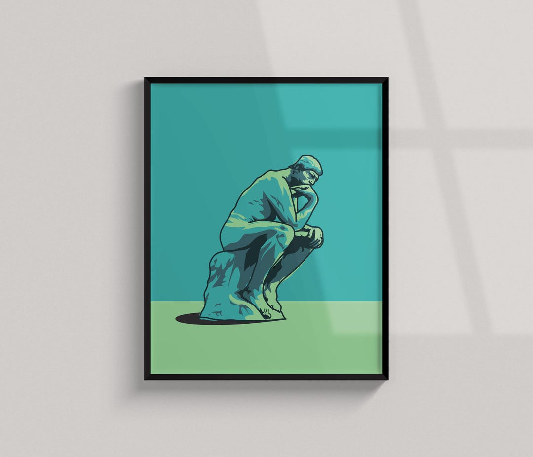 Modern Thinking Man Sculpture Poster,minimalist Wall Art,contemporary ...