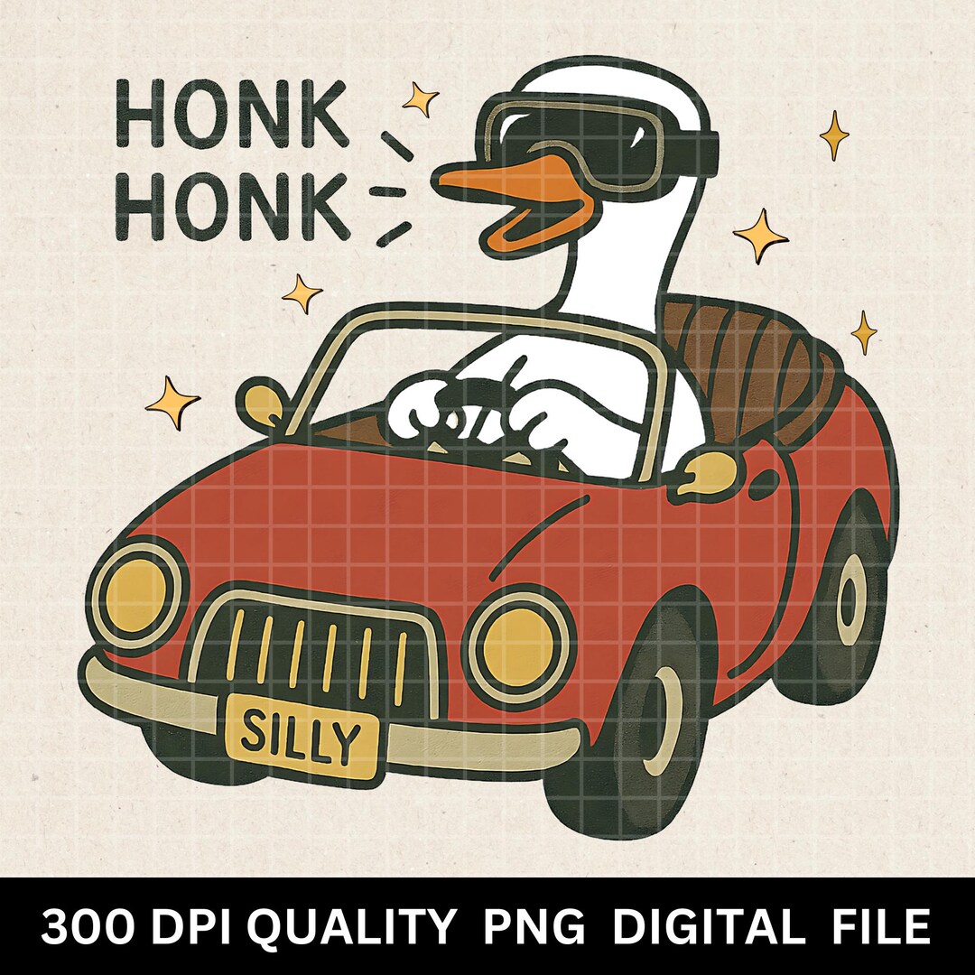 Funny Goose PNG: Silly Goose in Car Design (digital Download) - Etsy