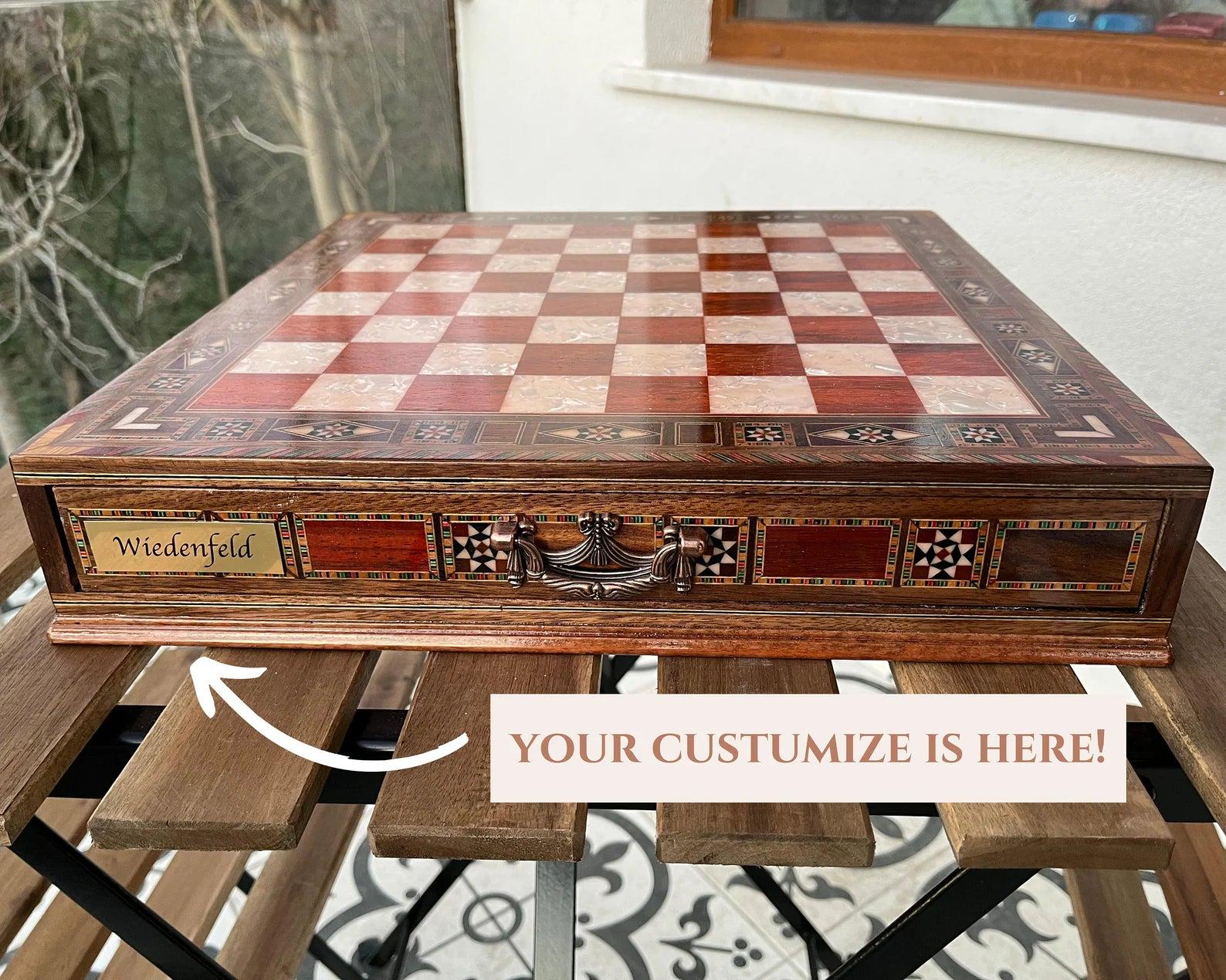 Handmade Luxury Chess Set With Velvet Storage Units - Etsy