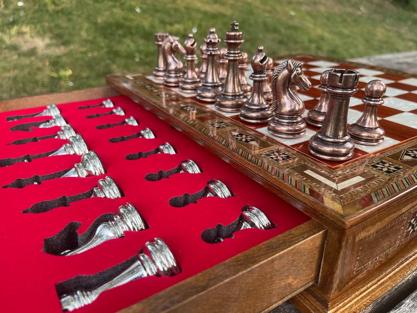 Handmade Luxury Chess Set With Velvet Storage Units - Etsy