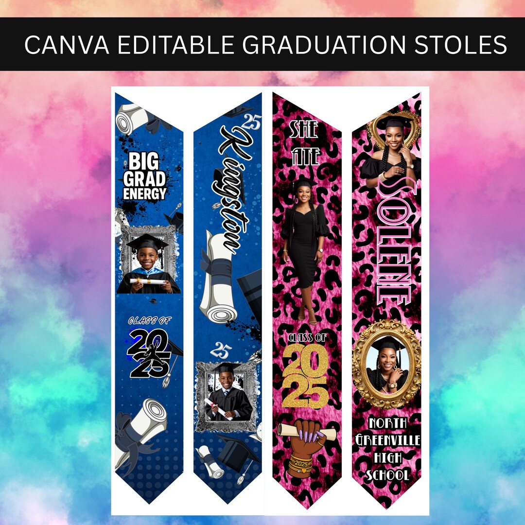 DIY Graduation Stole Templates for Canva and Sublimation Stole Bundle ...