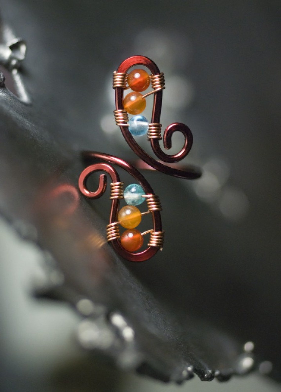 Apatite and Agate Bronze Copper Toe Ring - Etsy