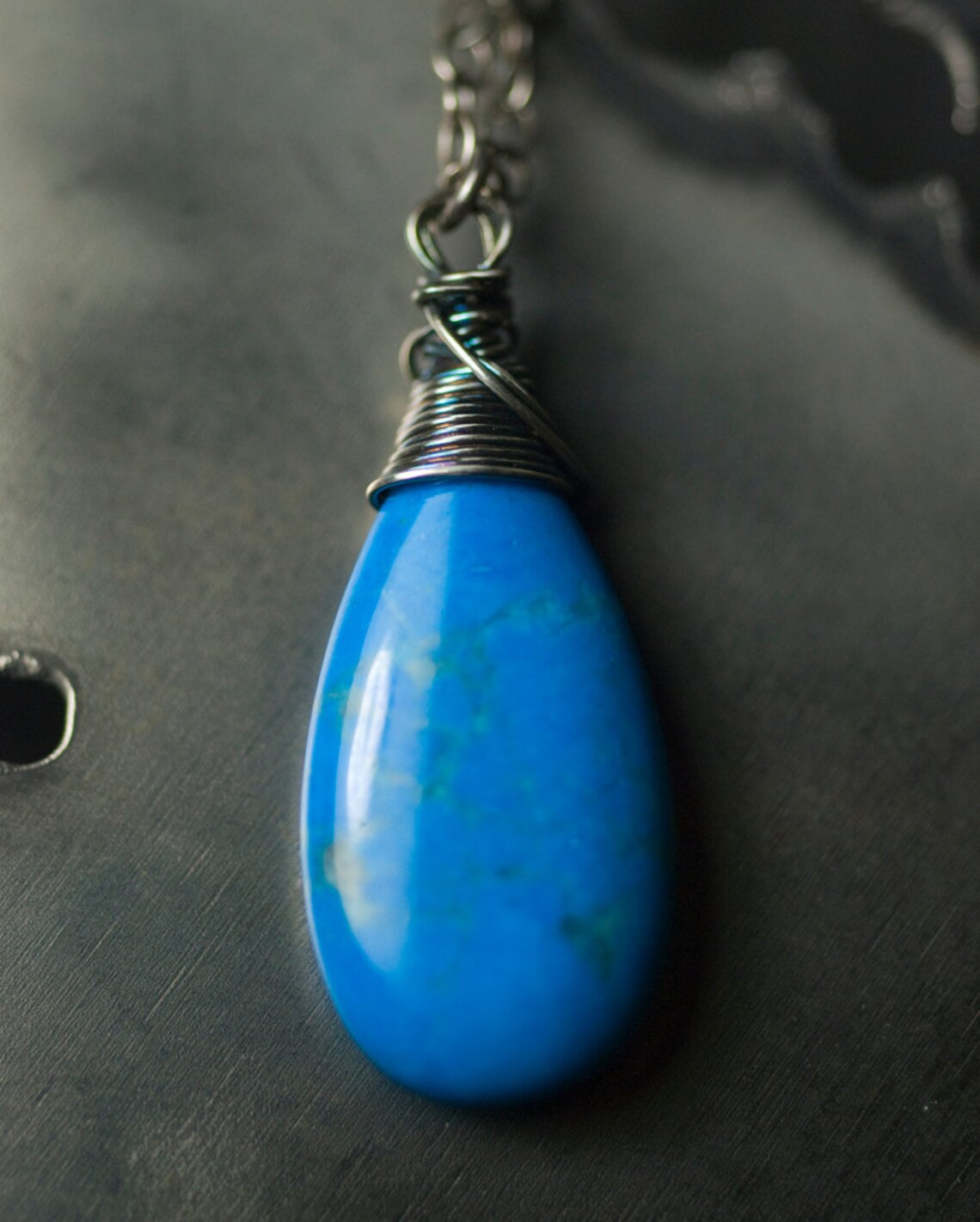 Blue Howlite Turquoise Wirewrapped Pendant Sterling Silver - Etsy