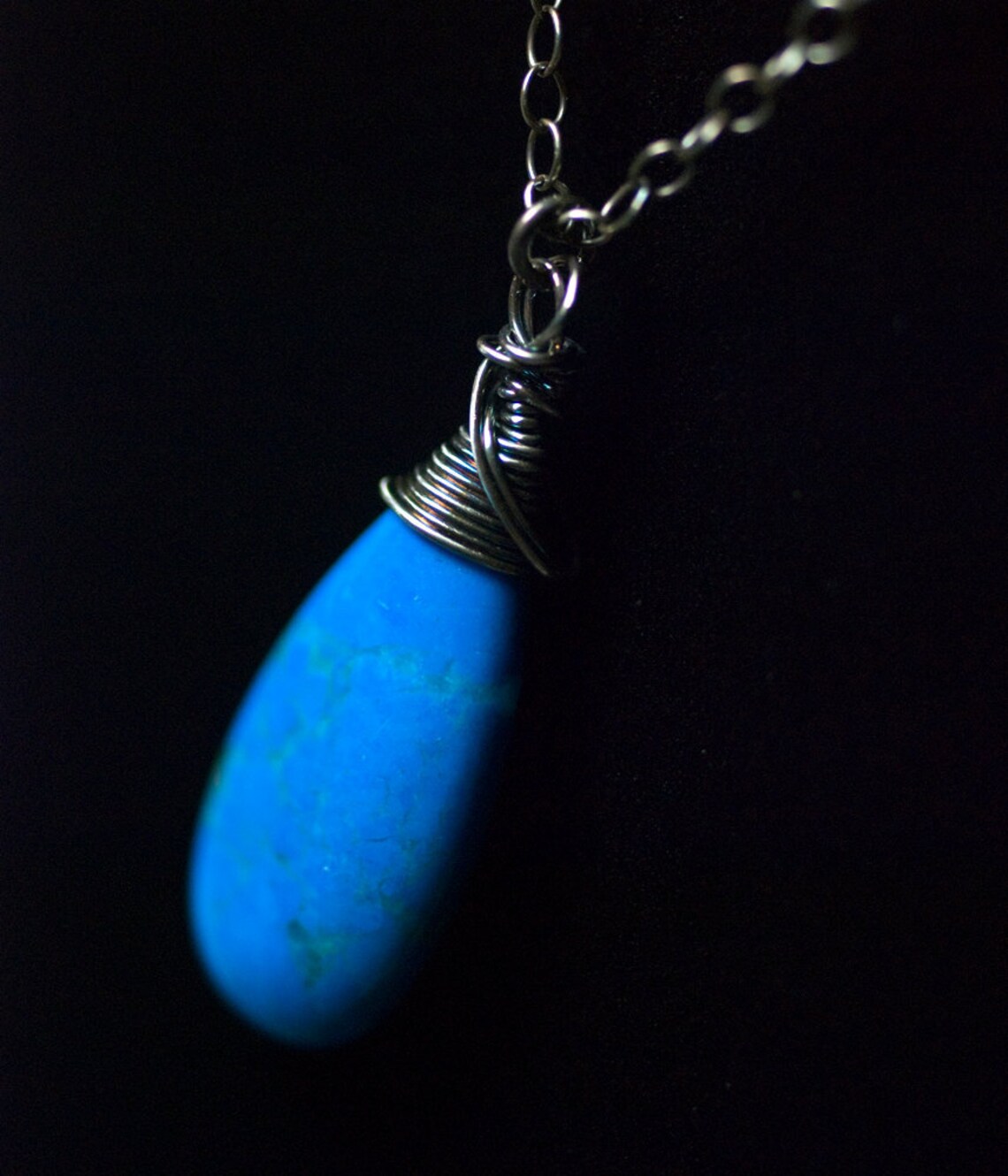 Blue Howlite Turquoise Wirewrapped Pendant Sterling Silver - Etsy