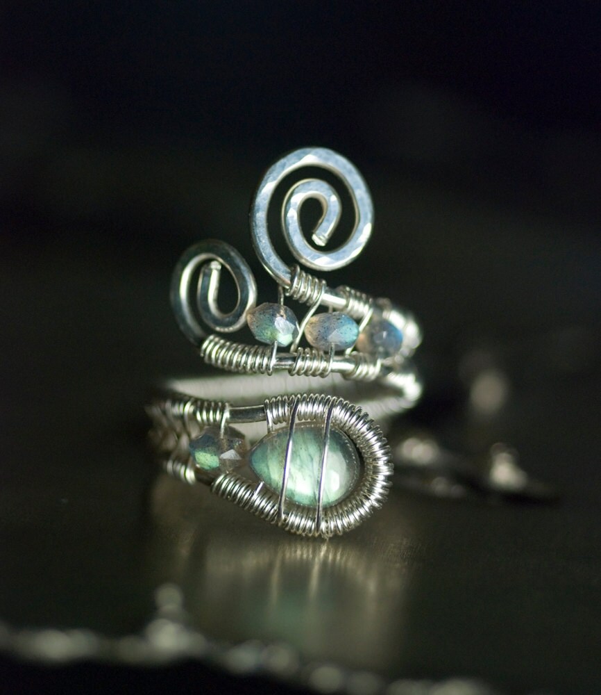 Labradorite Ring, Nickel Free, Argentium Silver Ring - AA Blue Green ...