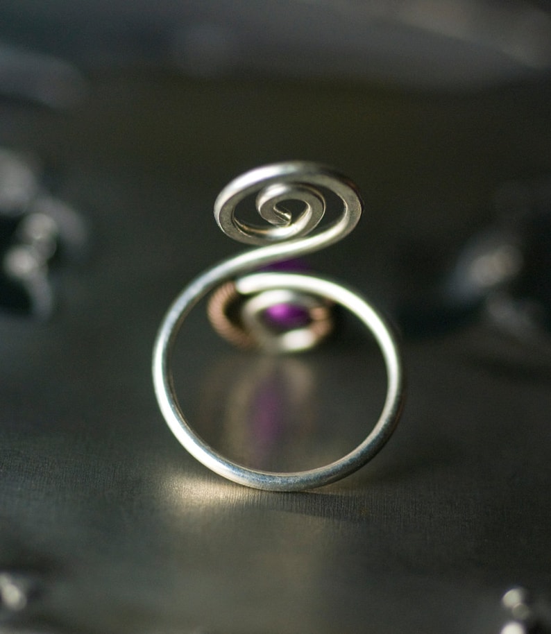 Purple Pearl Toe Ring Argentium Silver Spiral Wirework Freshwater Pearl ...