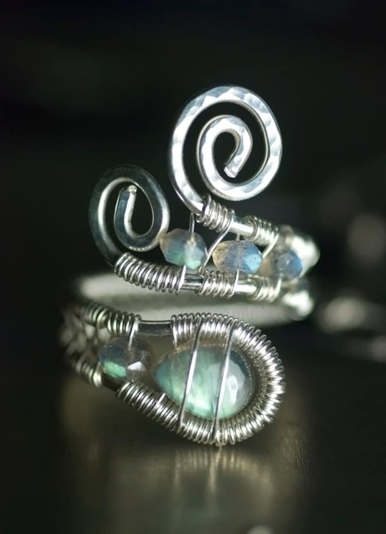 Labradorite Ring, Nickel Free, Argentium Silver Ring - AA Blue Green ...