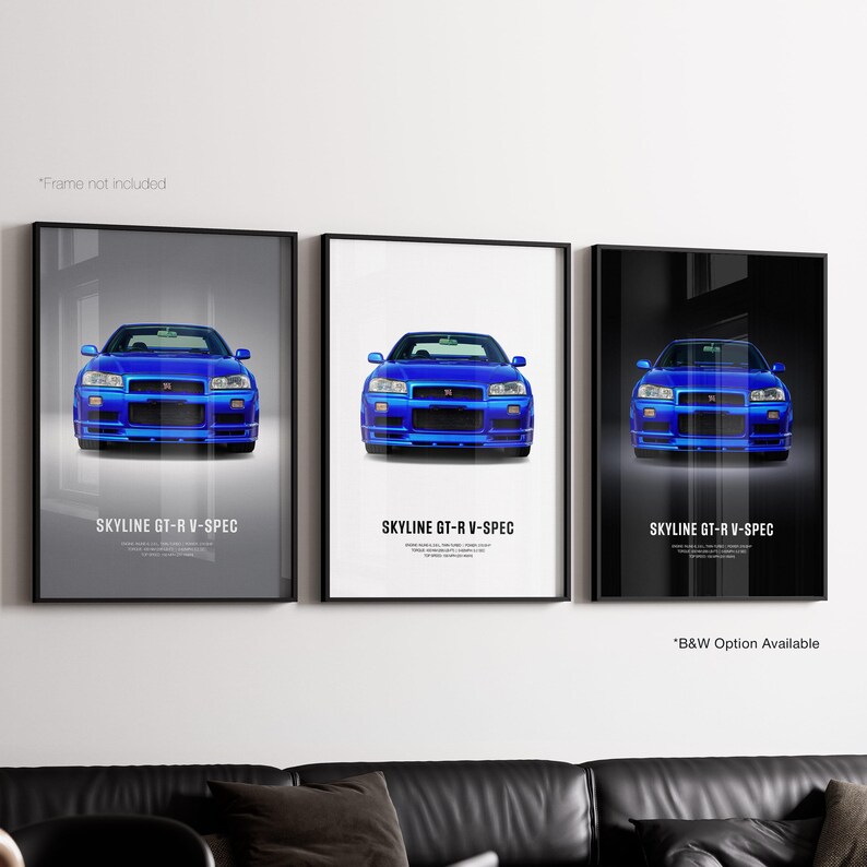 Nissan Skyline GT-R V-spec R34 - Car Poster Print | Automotive Wall Art ...