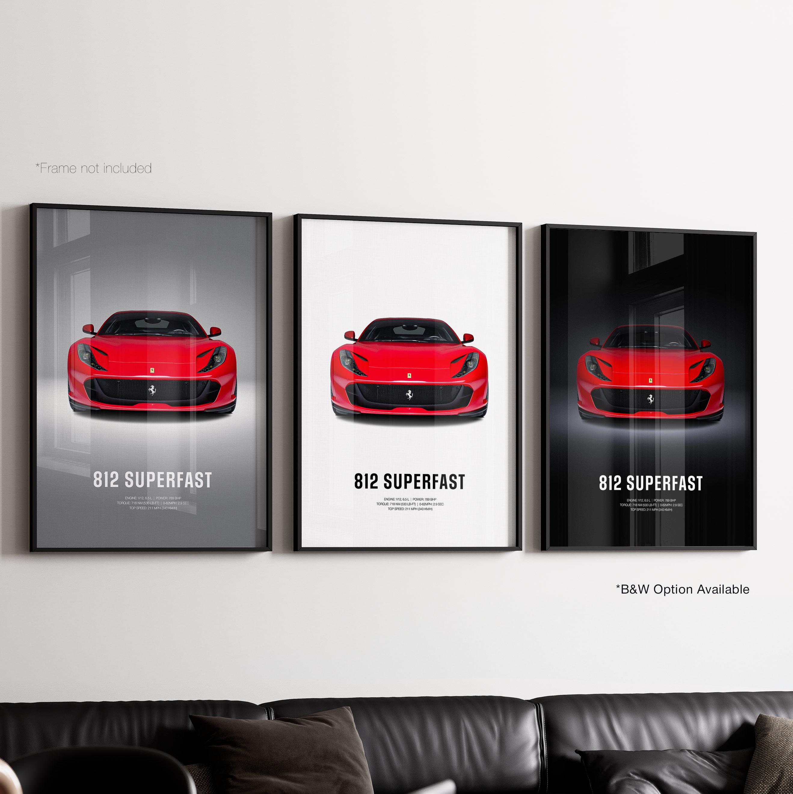 Ferrari 812 Superfast - Car Poster Print | Automotive Wall Art | Car ...